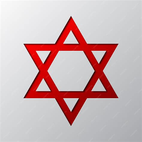 붉은 별의 데이비드 벡터 일러스트 레이 션의 종이 예술 프리미엄 벡터