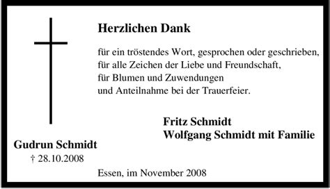 Traueranzeigen Von Gudrun Schmidt Trauer In Nrw De