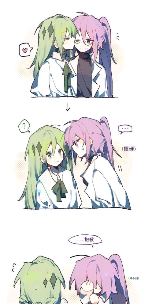 Safebooru 16personalities 2girls Black Sweater Collared Shirt Green