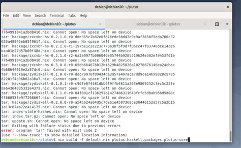 nix build error building plutus in a debian vm r cardanodevelopers