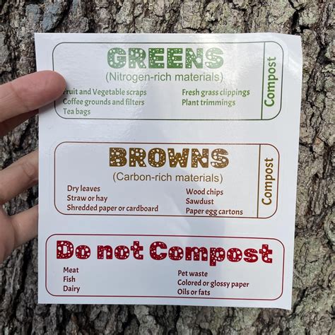 Compost Sticker Sheet 3 Vinyl Labels For Greens And Brown Compost