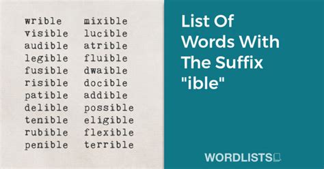 List Of Words With The Suffix Able