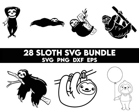 Sloth Svg Bundle Funny Lazy Sloths Svg Sleeping Sloth Silhouette