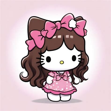 Adorable Brown Hello Kitty With Curly Bun