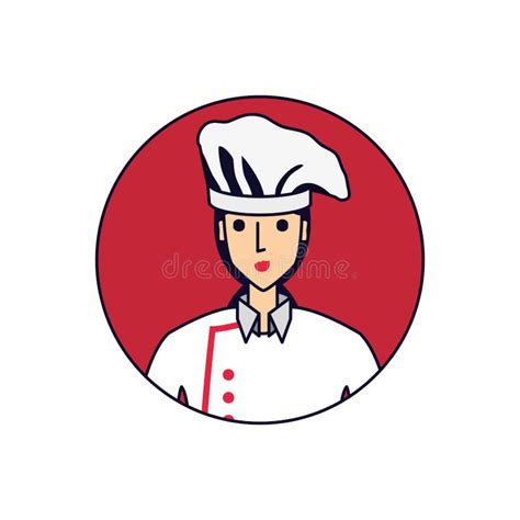 Professional Chef Female In Frame Circular Stock Illustration