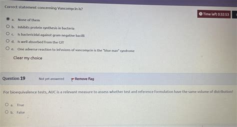 Solved Correct Statement Concerning Vancomycin Istime Left