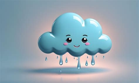 Premium Photo Cute Rainy Cloud 3d Art Animated Digital Background