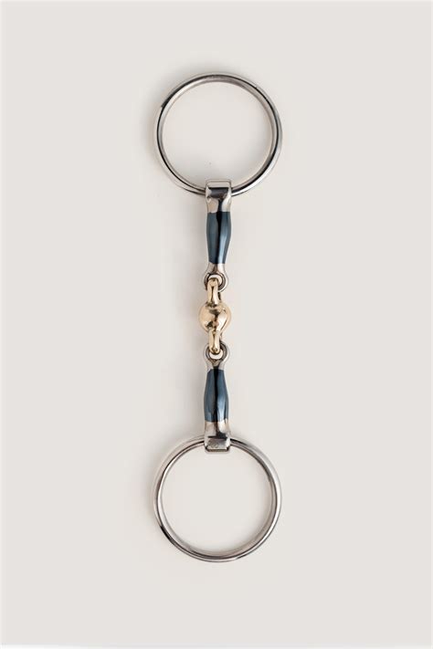 Bocca Bits Romeo Blue Sweet Iron Loose Ring Snaffle With Brass Lozenge Bocca Bits