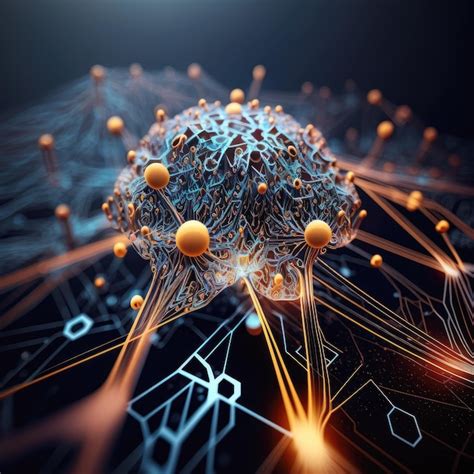 Ilustración Generativa De Ia De Una Red Neuronal La Compleja Malla Y Cuadrícula De Nodos Y