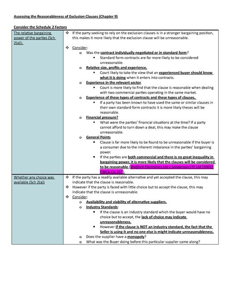 Assessing The Reasonableness Of Exclusion Clauses Consider O Was