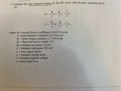 Solved Calculate The State Transition Matrix For The DC Chegg