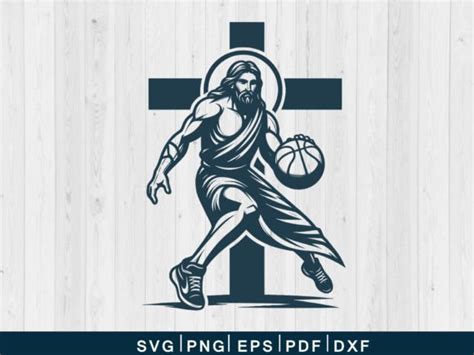 Jesus Playing Basketball Svg Vector File Graphic By Shikharay410