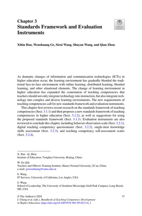 Pdf Standards Framework And Evaluation Instruments