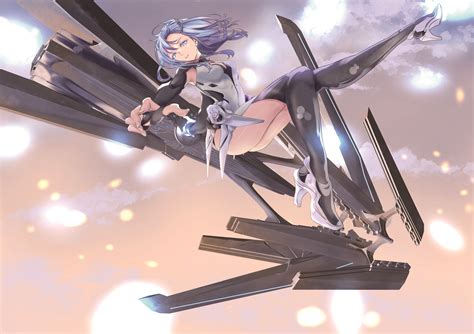 Uesugi Artbar Leicia Beatless Highres 1girl Android Armpit Cutout Ass Blue Eyes Blue