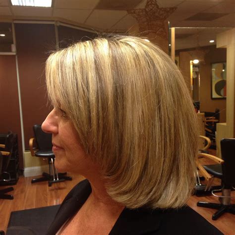 Highlights And Lowlights For This Pretty Blonde Hair Cut In A Bob With