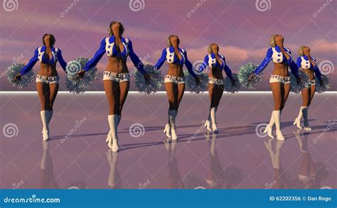 Ragazze Pon Pon Sexy Al Tramonto Illustrazione Di Stock Illustrazione