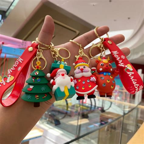 Merry Christmas Festival Keychains Cartoon Snowman Christmas Tree Ts
