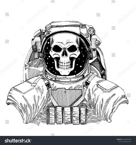 Dead Astronaut Ghost Spaceman Wearing Spacesuit Stock Illustration