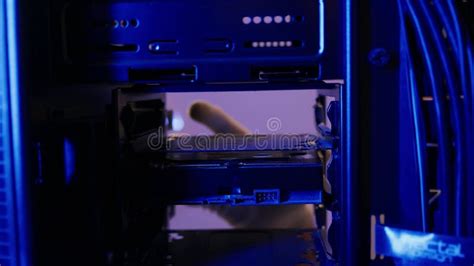 Computer Technician Uninstalling Hard Disk Out Pc Case Assemble Computer System Unit Stock