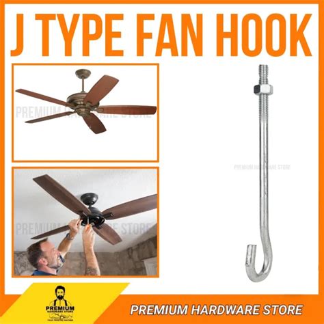Premium J Type Metal Ceiling Fan Hook Ceiling Hanger Jenis J Cangkuk