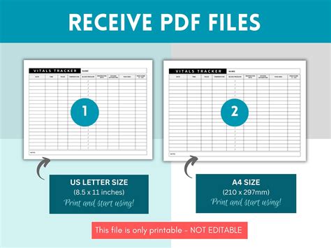 Vitals Tracker Chart Vitals Sign Sheet Vitals Signs Log Medical
