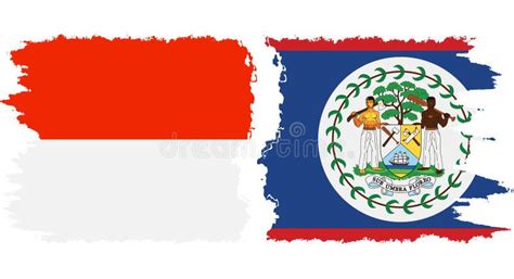 Belize And Indonesia Grunge Flags Connection Vector Stock Vector