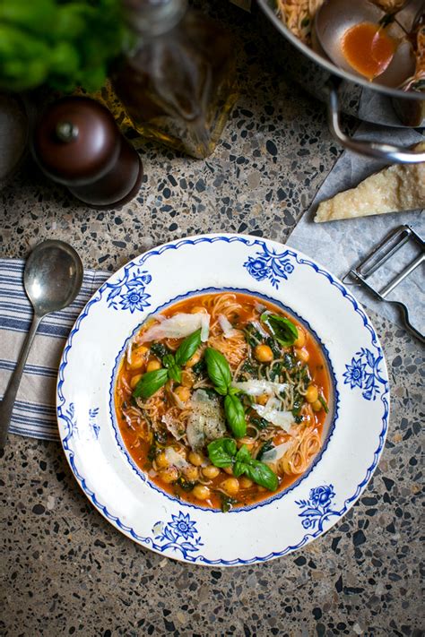 Tomato Spinach Chickpea Angel Hair Soup Donal Skehan Eat Live Go