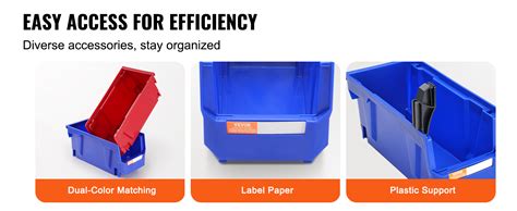 Vevor Plastic Storage Bin 276 Mm X 139 Mm X 128 Mm Hanging