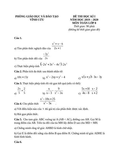 Bộ đề Toán 8 Gk1 Pdf