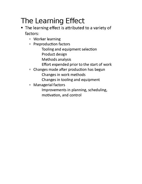Ba 380 Learning Curves Helpful Guide The Learning Effect The