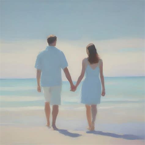 Premium Psd Couple Holding Hands On The Beach Aigenerated