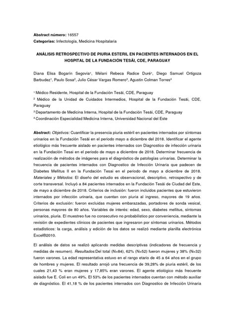 16557 Analisis Retrospectivo De Piuria Esteril Pdf