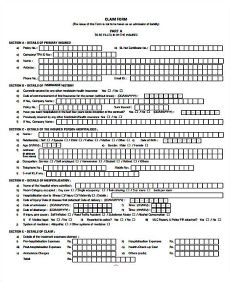 Free 50 Sample Claim Forms In Pdf Ms Word