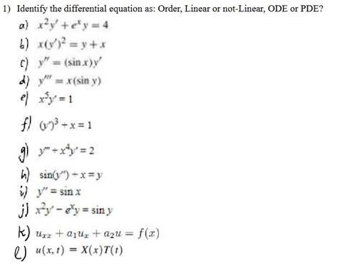Solved Identify The Differential Equation As Order Linear Chegg