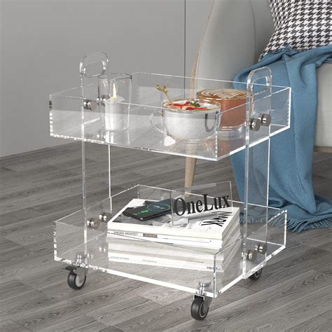 Onelux 2088 Clear Acrylic Nightstand With An Extra Storage