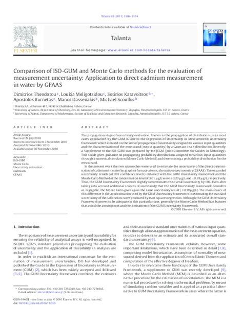 Pdf Comparison Of Iso Gum And Monte Carlo Methods For The Evaluation