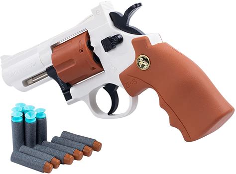 Nerf Style Gun Clear Toy Revolver Blaster With 6 Soft Foam Darts Safe