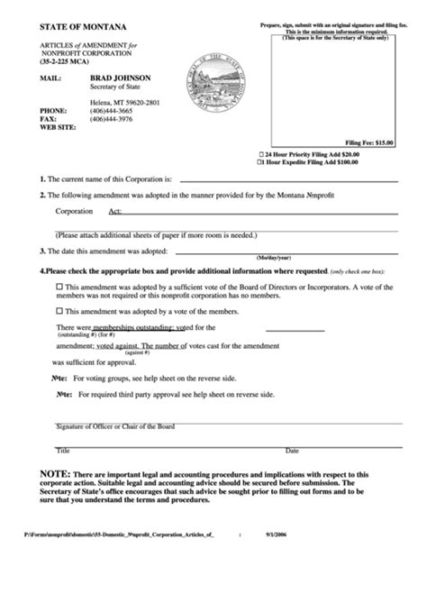 Articles Of Organization Montana Template