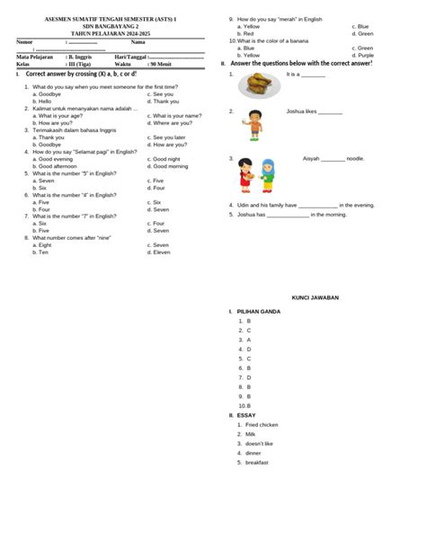 Soal Sts 1 Kelas Iii Binggris Pdf