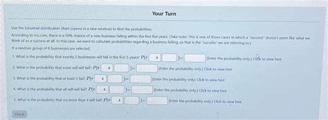 Solved Your Turn Nuse The Binomial Distribution Chart