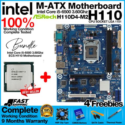 Intel 6th 7th Motherboard Processor Bundle Core I3 I5 Set Hdmi Dvi Vga Port [w Freebies