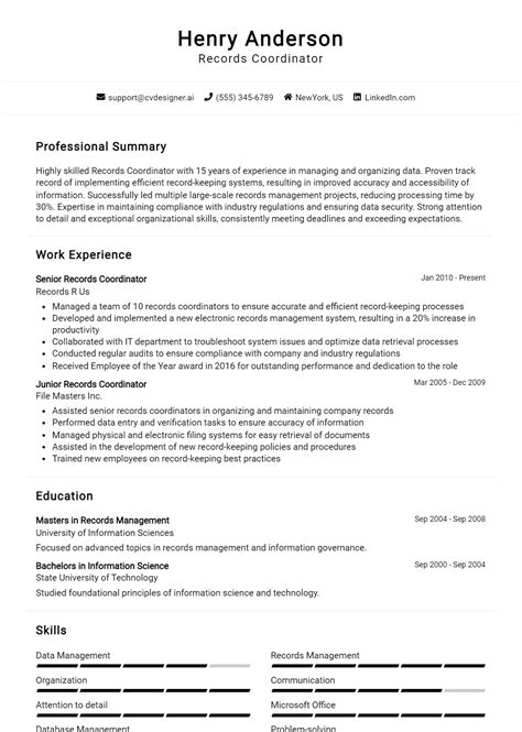 19 Records Coordinator Resume Examples And Templates For 2024 Top Tips
