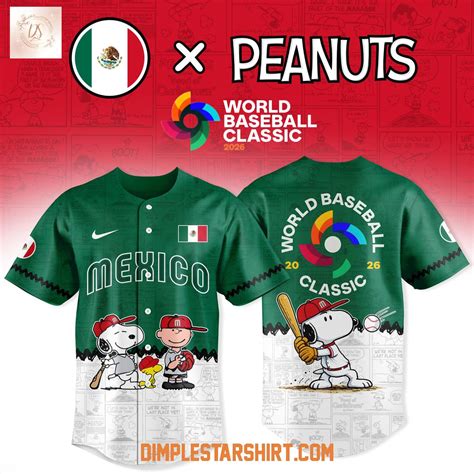 Mexico Baseball X Snoopy Peanuts 2026 World Baseball Jersey Dimplestartshirt