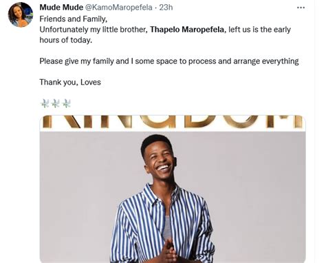 Sad Note The Kingdom Actor Thapelo Maropefela Dies Youth Village