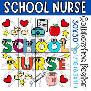 School Nurse Appreciation Day Coloring Bulletin Board Collaborative Poster