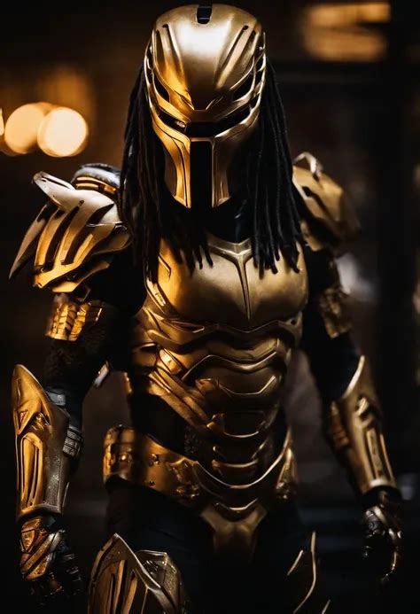 Predator，whole Body Diagram，golden Armor，authentic Background Seaart Ai