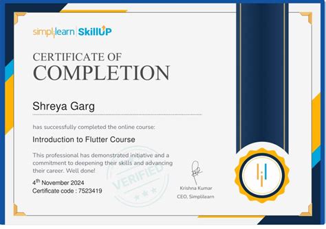 Flutter Mobiledevelopment Techlearning Appdevelopment Certification Shreya Garg
