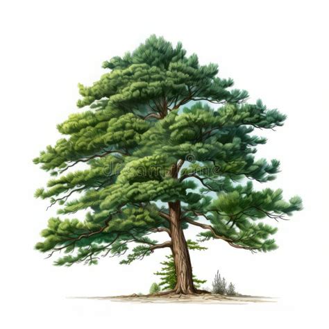Realistic Pine Tree Illustration In The Style Of Heather Theurer Stock