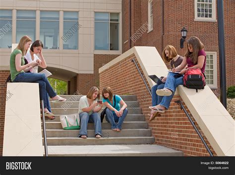Group College Girls Image And Photo Free Trial Bigstock