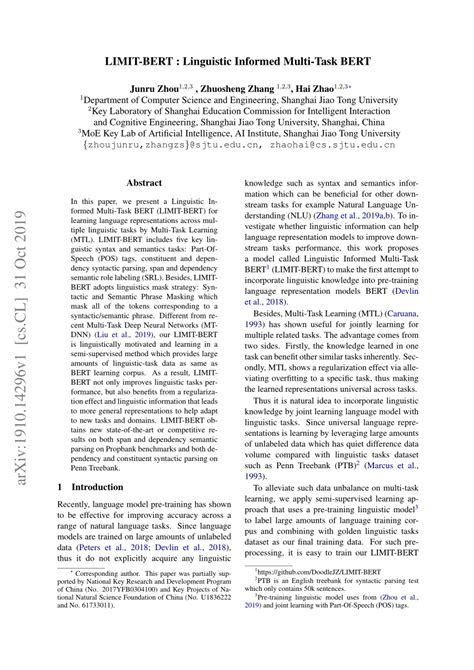 Pdf Limit Bert Linguistic Informed Multi Task Bert